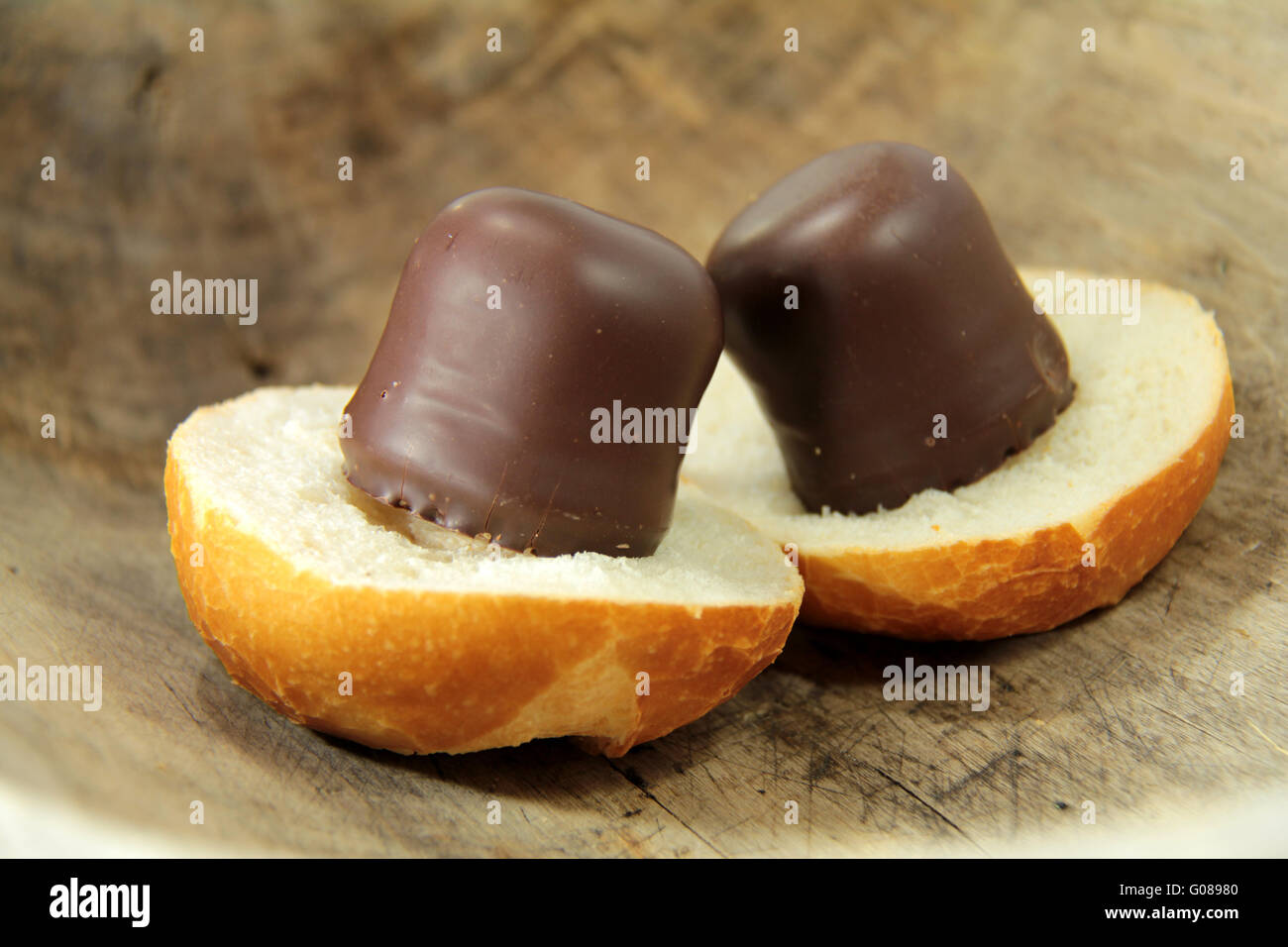 Chocolate marshmallow in the bread roll Stock Photo - Alamy