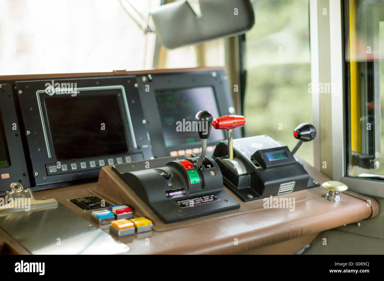 The work station for the locomotive train driver Stock Photo - Alamy