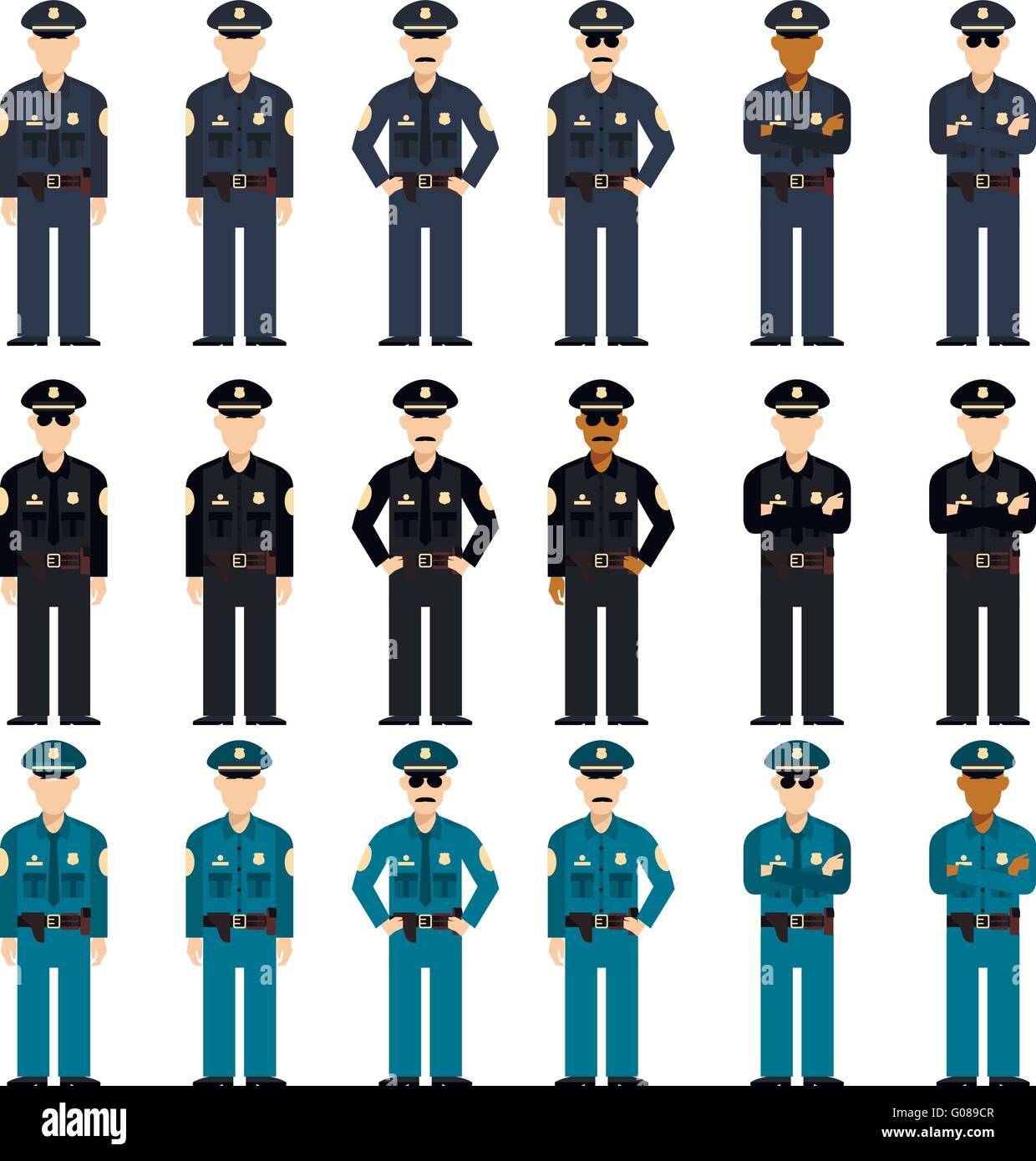 Set of police men Stock Vector Image & Art - Alamy