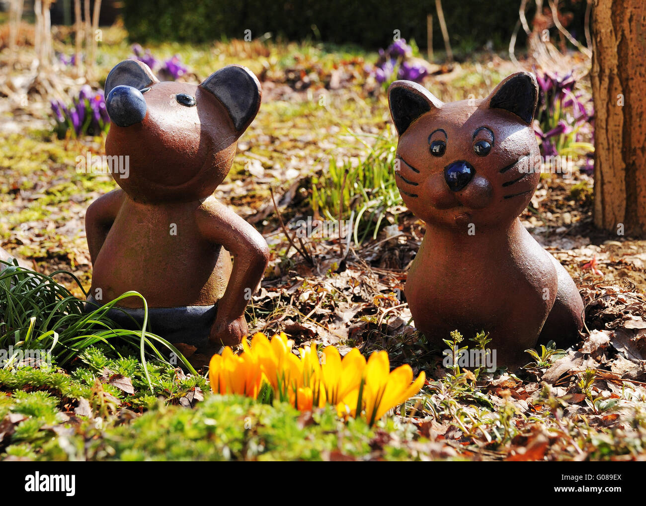 Figures of Clay in a garden at the Springtime Stock Photo - Alamy