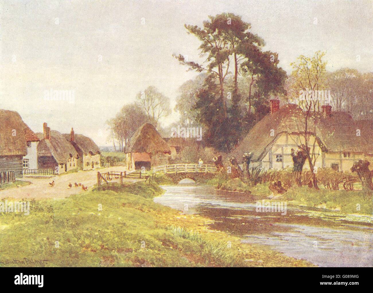 BERKS: East Garston, Lambourn Valley, vintage print 1929 Stock Photo ...