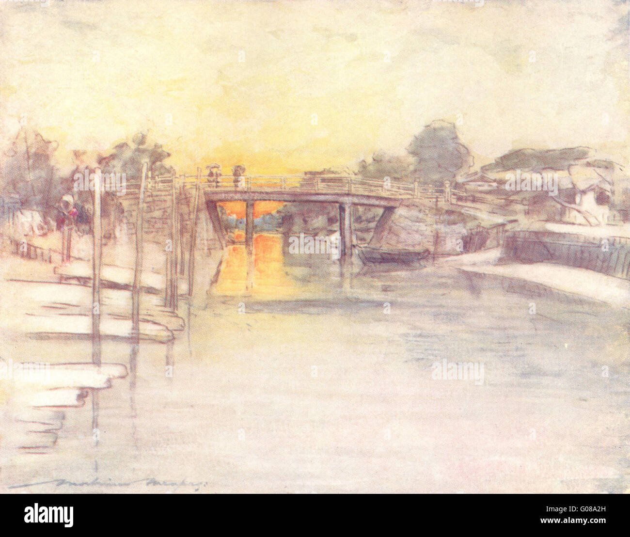 JAPAN: Bridge, antique print 1904 Stock Photo - Alamy