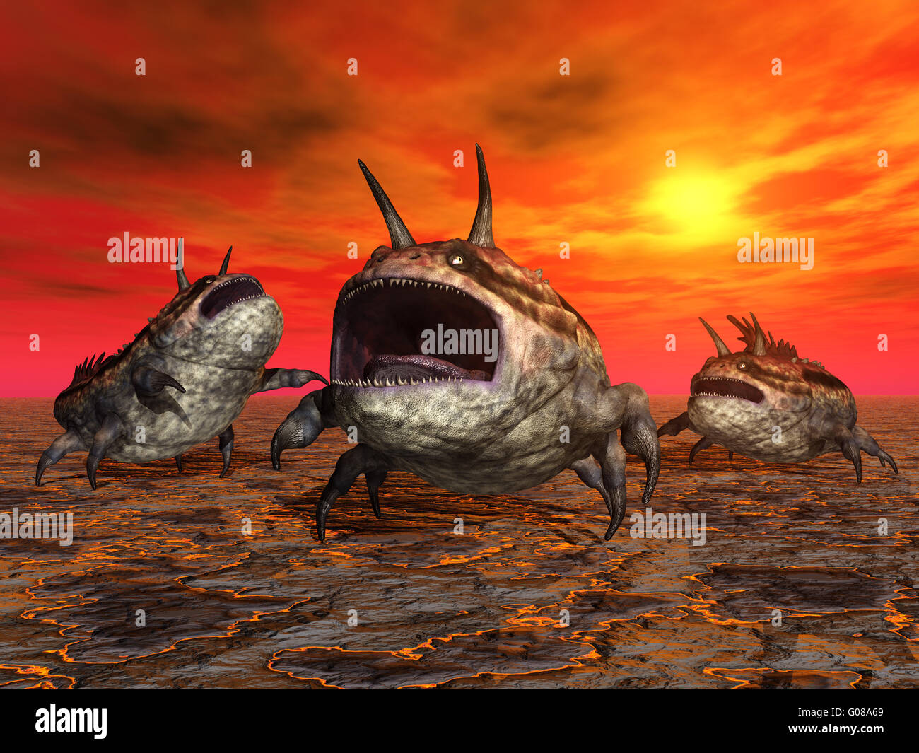 Alien Planet with Alien Creatures Stock Photo - Alamy