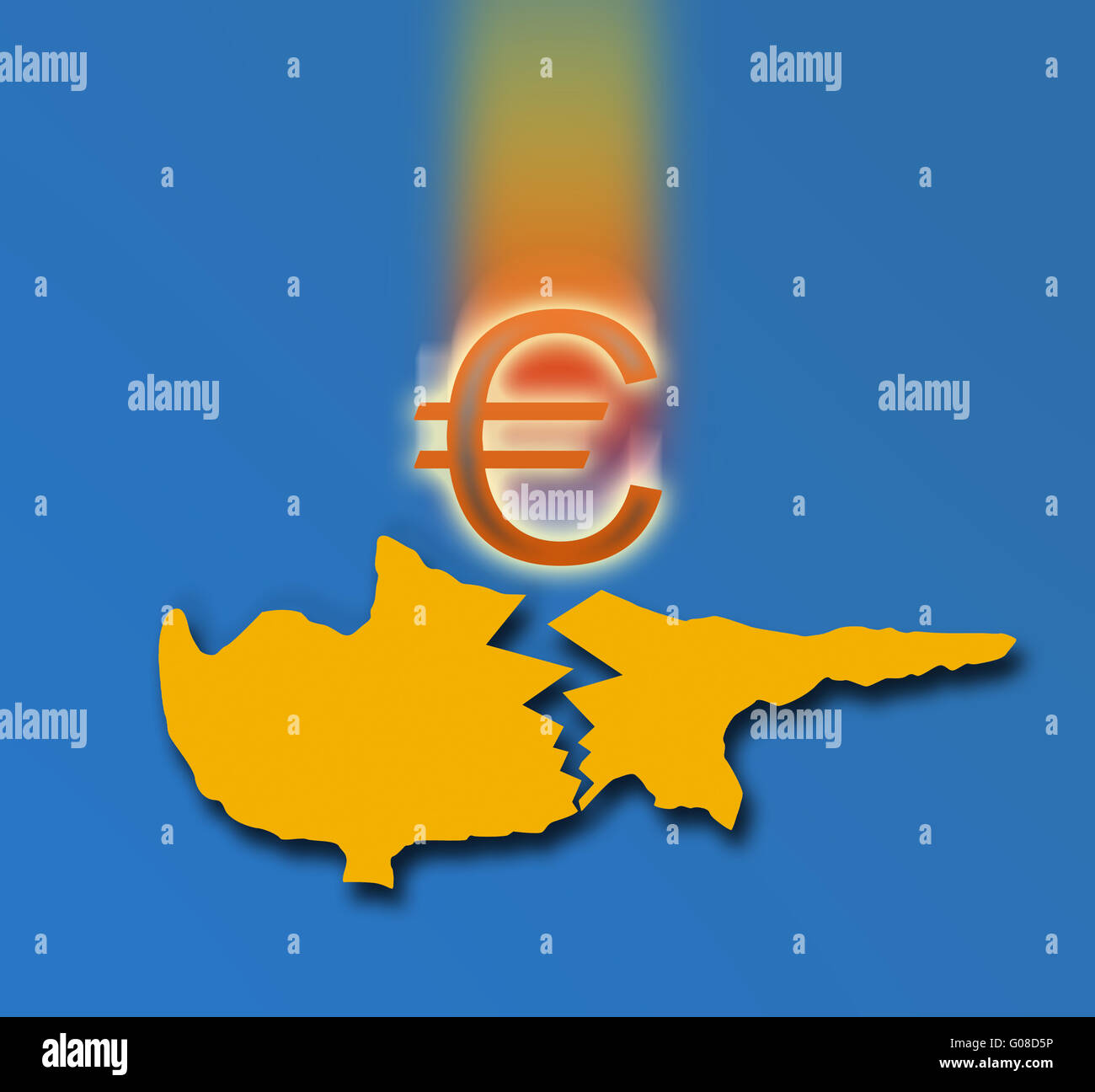 silhouette of Cyprus and the falling Euro sign Stock Photo - Alamy