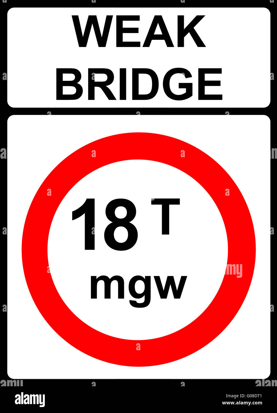 No vehicles over maximum gross weight shown in tonnes traffic sign ...