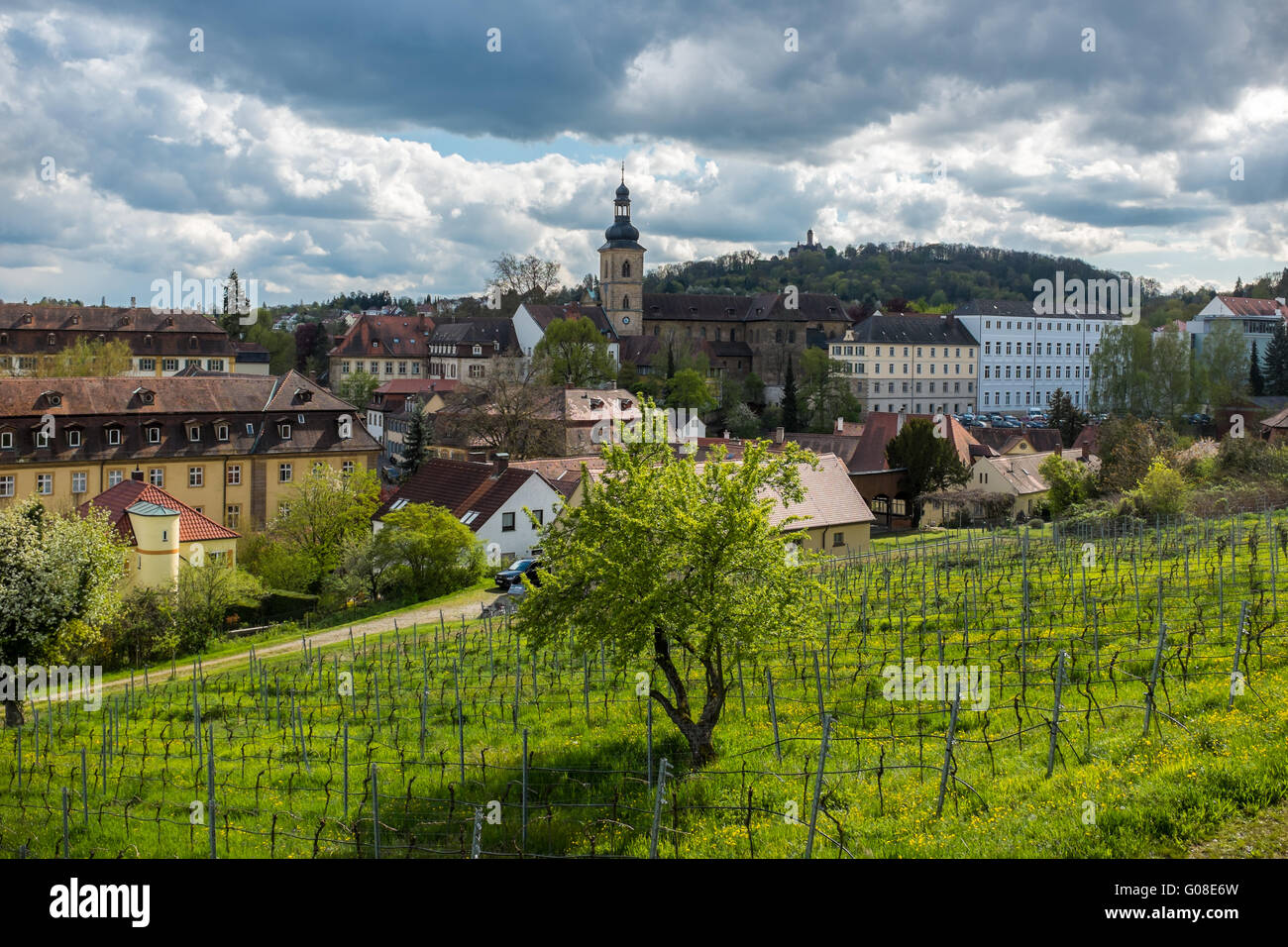 Bamberg view to the Altenburg Castle from Michaelsberg abbey Stock ...