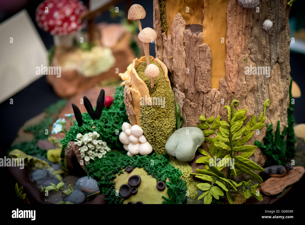 Woodland forest theme cake with moss and mushrooms, Cake International ...