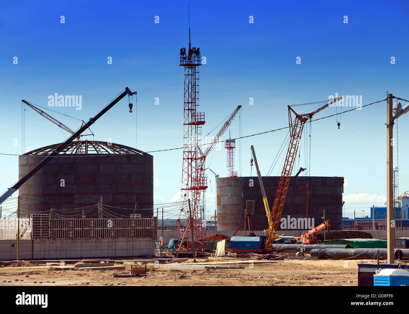 Work of new sea trading port of the Ust-Luga. Russ Stock Photo - Alamy