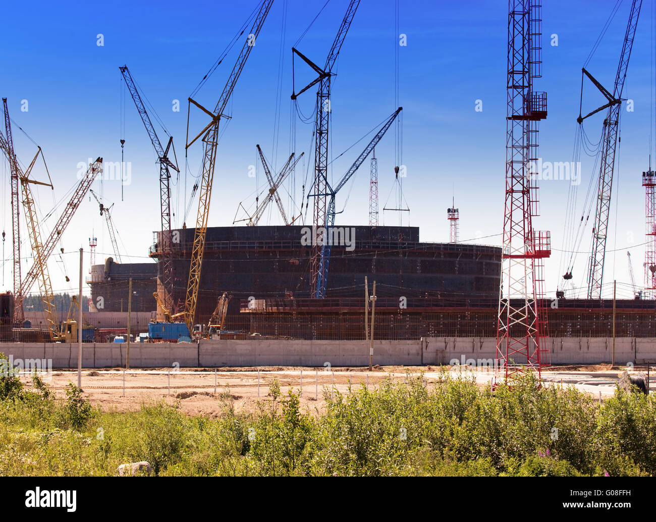 Work of new sea trading port of the Ust-Luga. Russ Stock Photo - Alamy