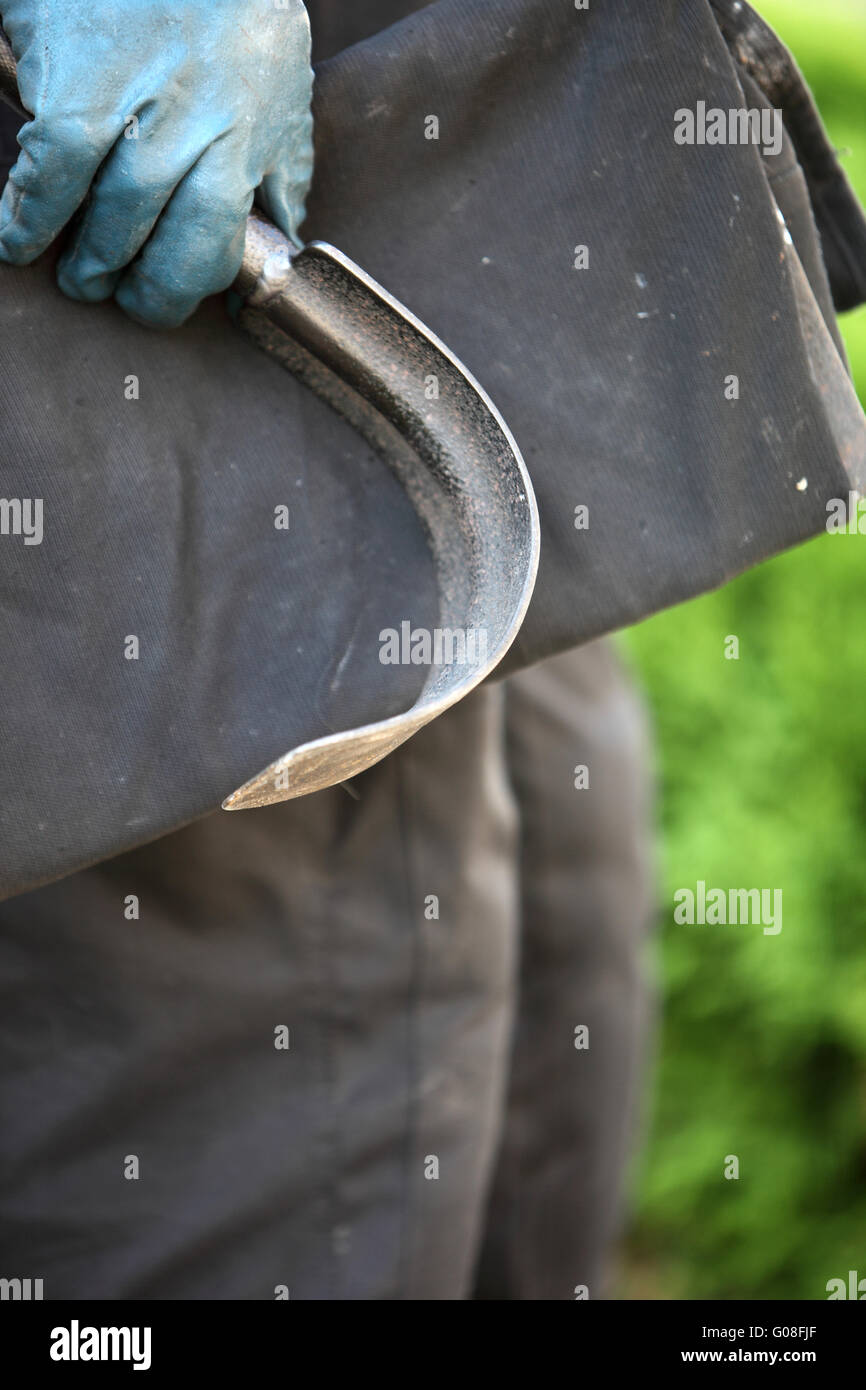 Curved scraping tool for cleaning a chimney flue Stock Photo - Alamy
