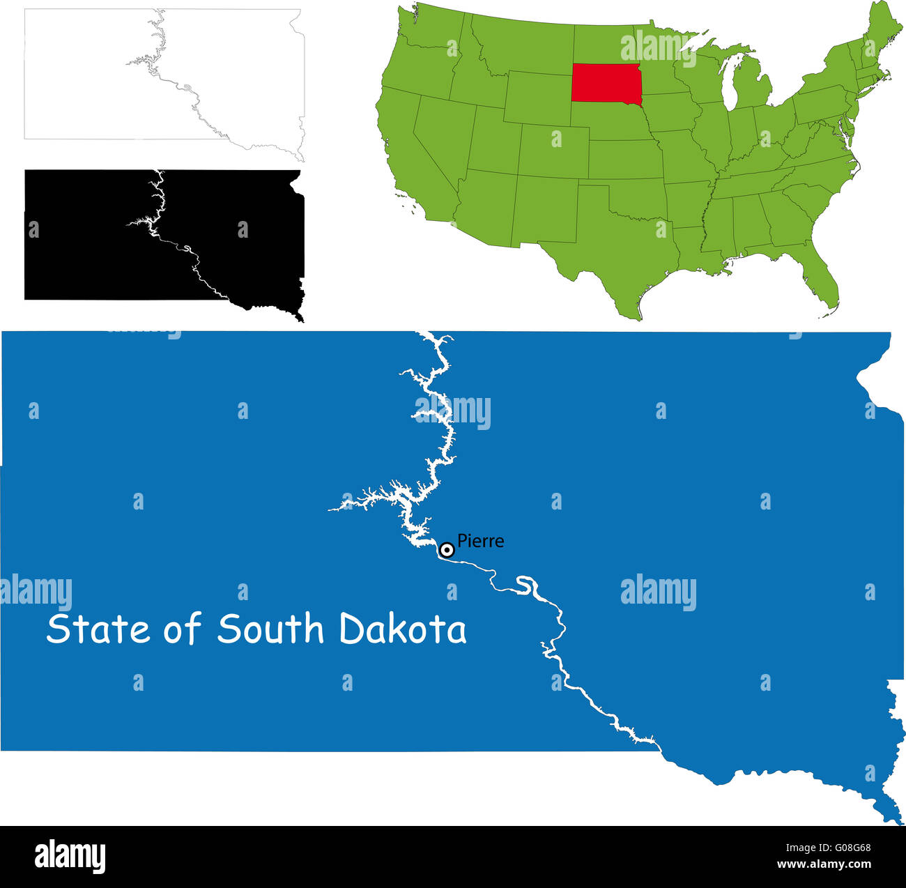 South dakota map hi-res stock photography and images - Alamy
