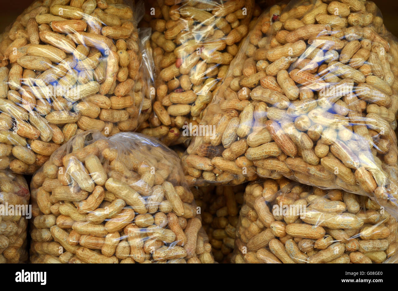 Background Food Image Of Bags Of Peanuts At A Market Stock Photo - Alamy