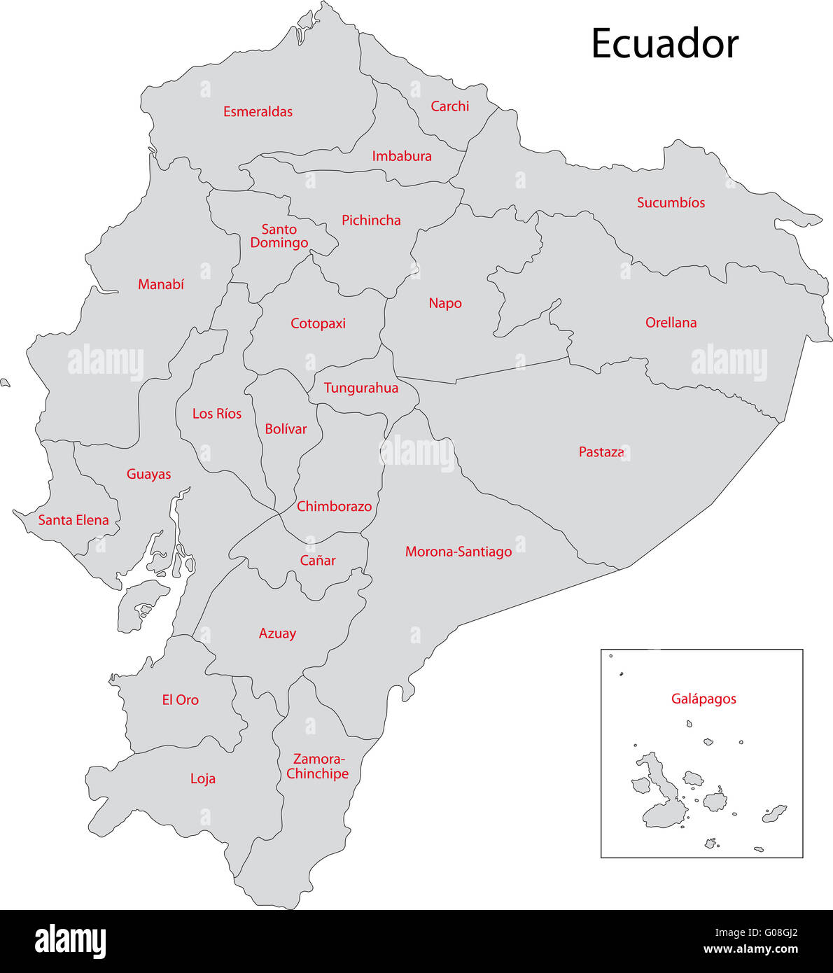 Grey Ecuador map Stock Photo - Alamy
