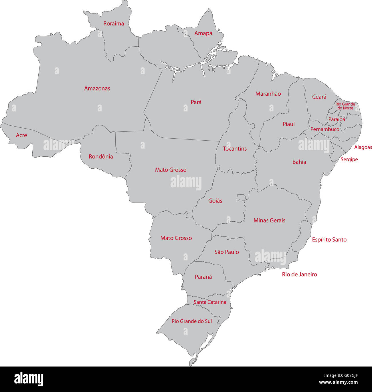 Grey Brazil map Stock Photo - Alamy