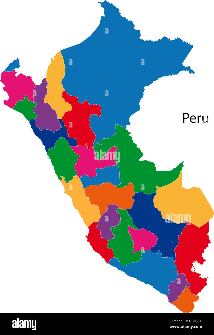 Colorful Peru map Stock Photo - Alamy