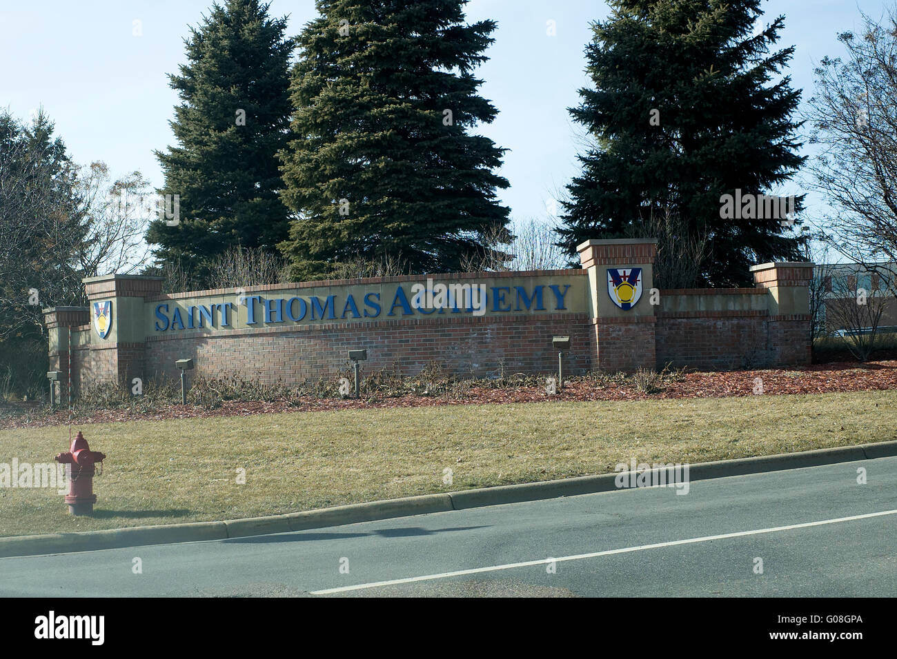 Entrance to Saint Thomas Academy college preparatory school. Mendota ...