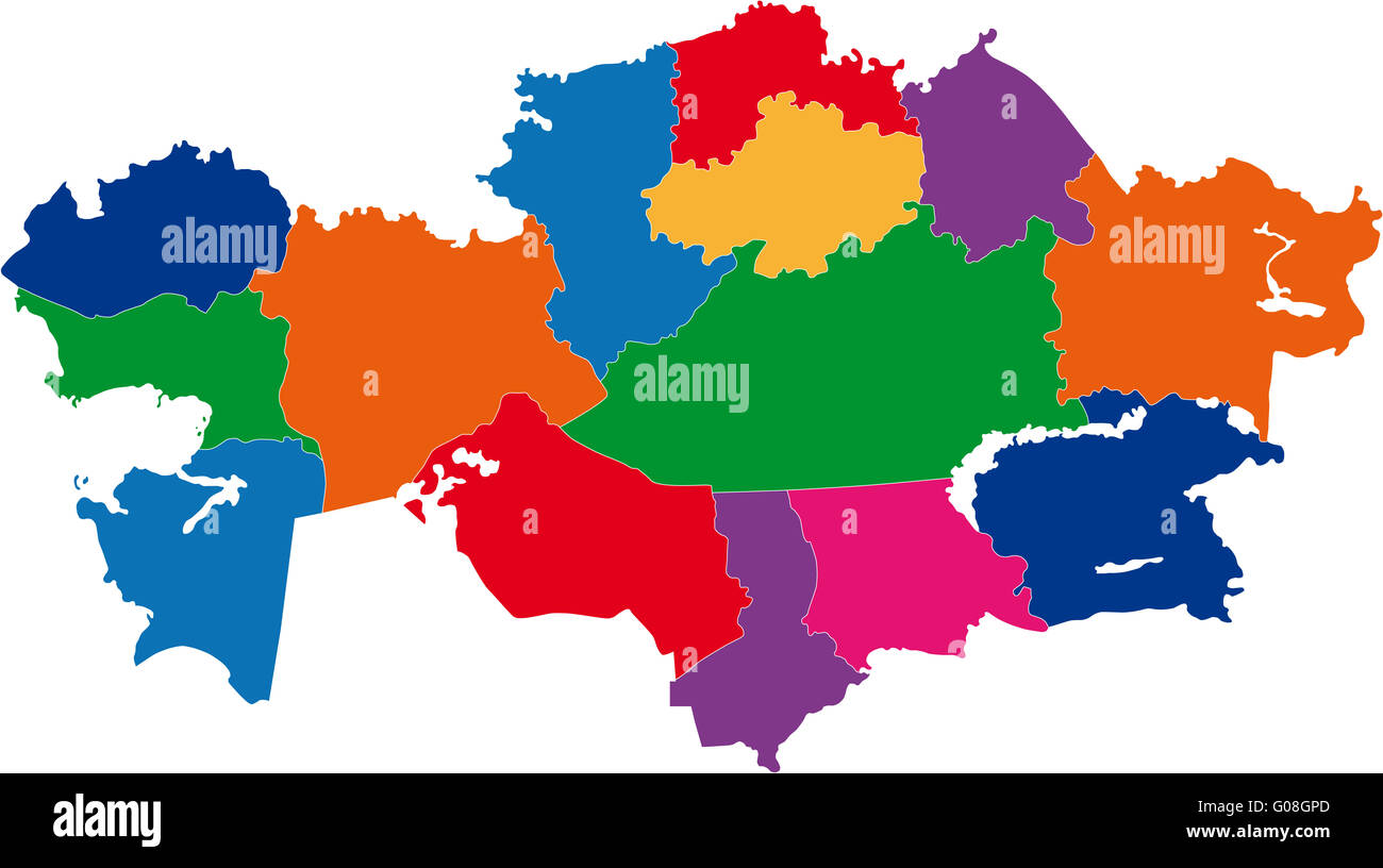 Colorful Kazakhstan map Stock Photo - Alamy