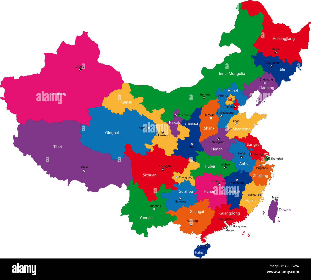 China political map capital beijing hi-res stock photography and images ...
