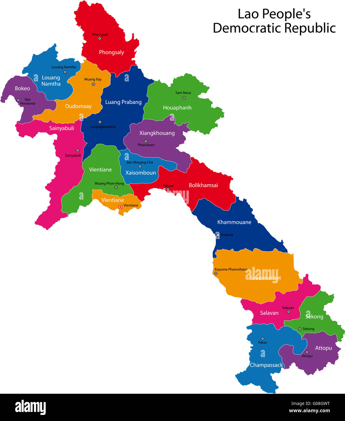 Laos map hi-res stock photography and images - Alamy