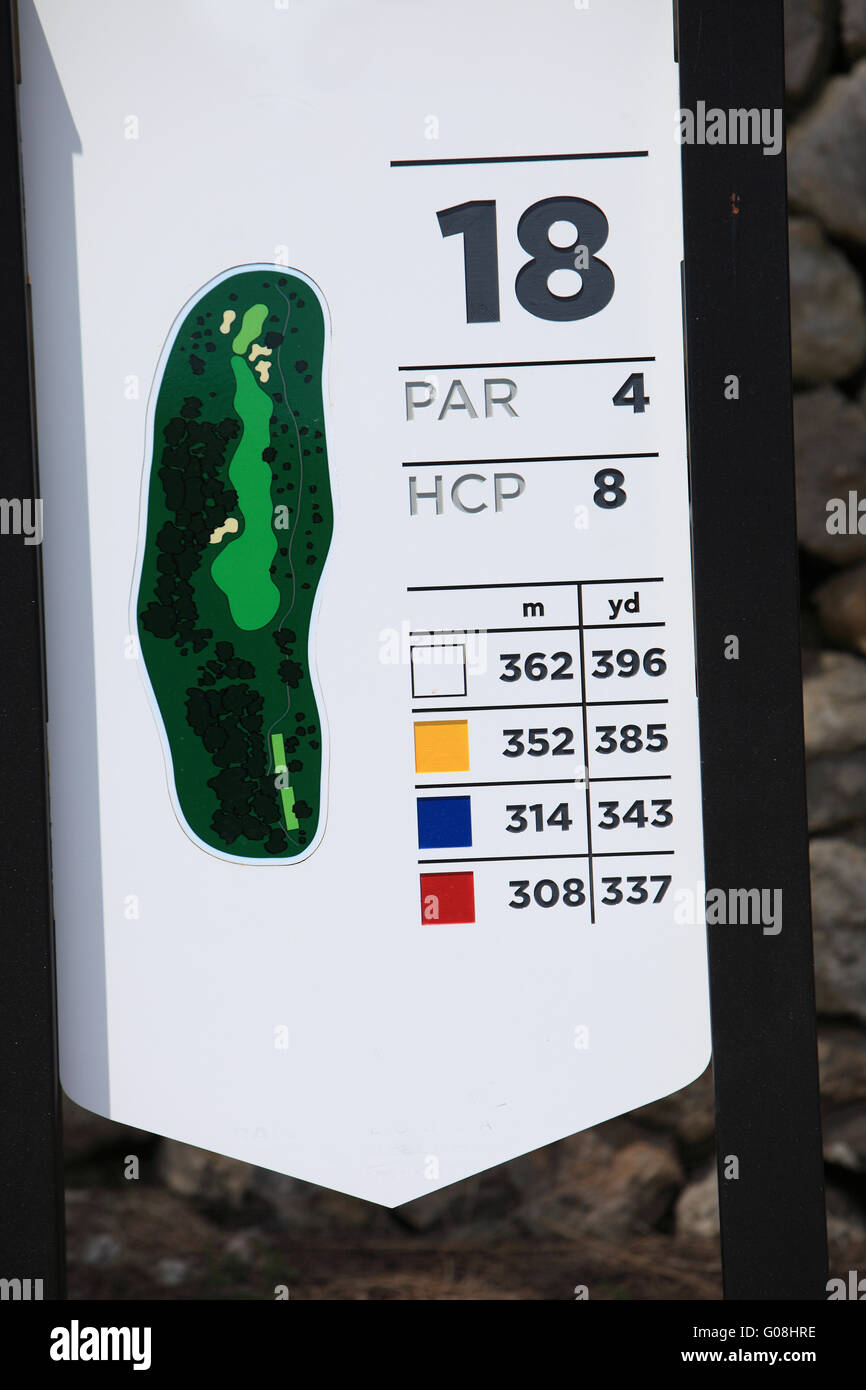 Information marker on a golf course Stock Photo - Alamy