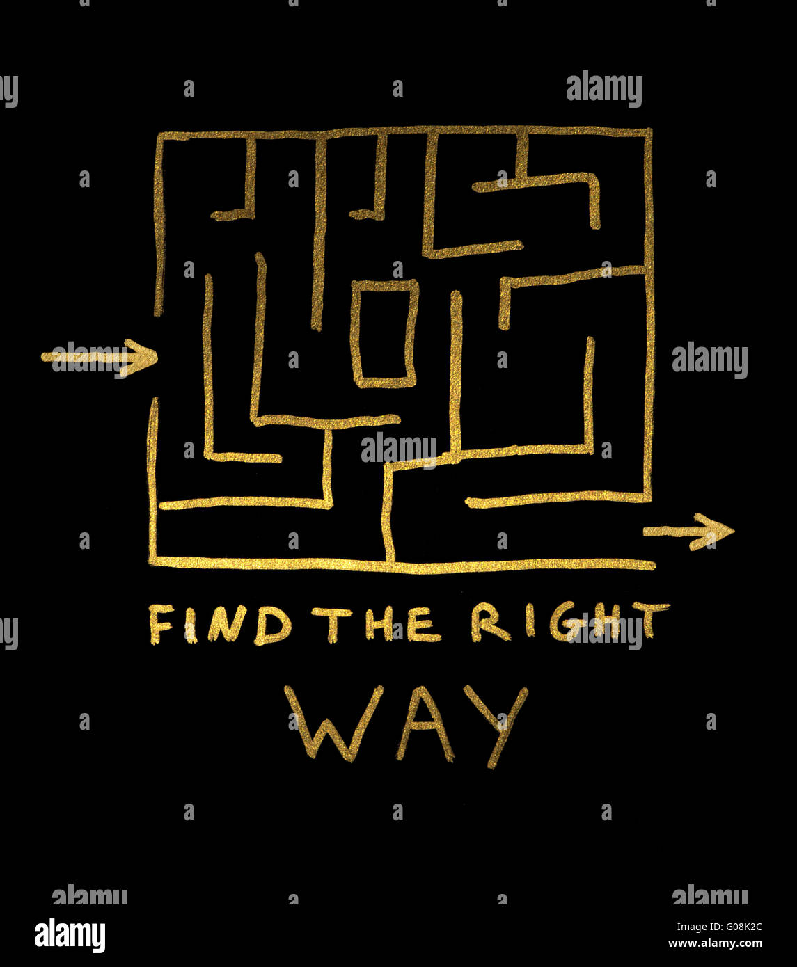 Find the right way conception. Labirint and text Stock Photo - Alamy