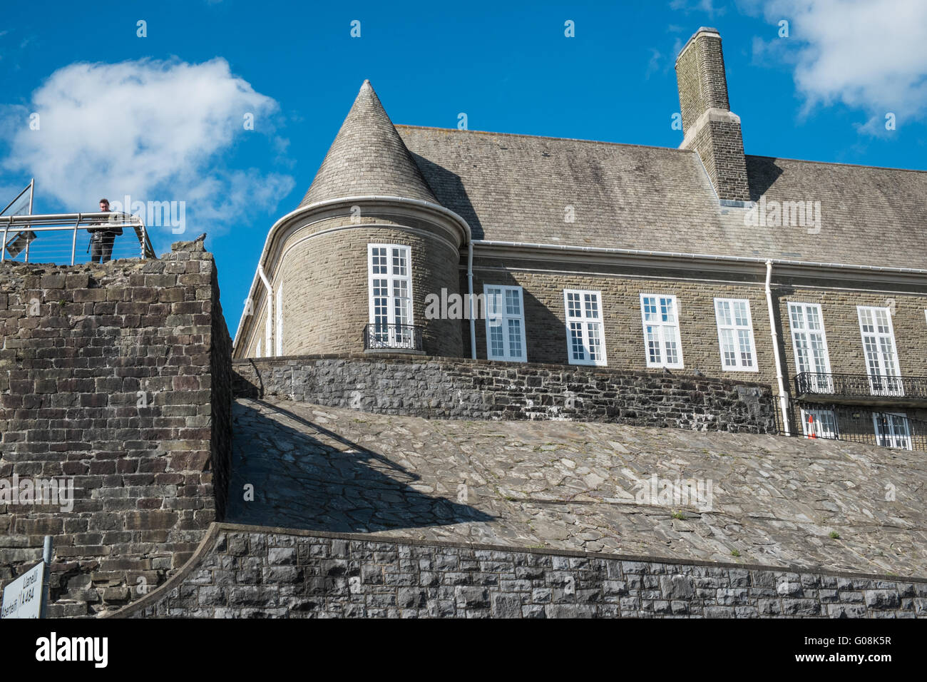 Castell caerfyrddin is a ruined castle in carmarthen hi-res stock ...