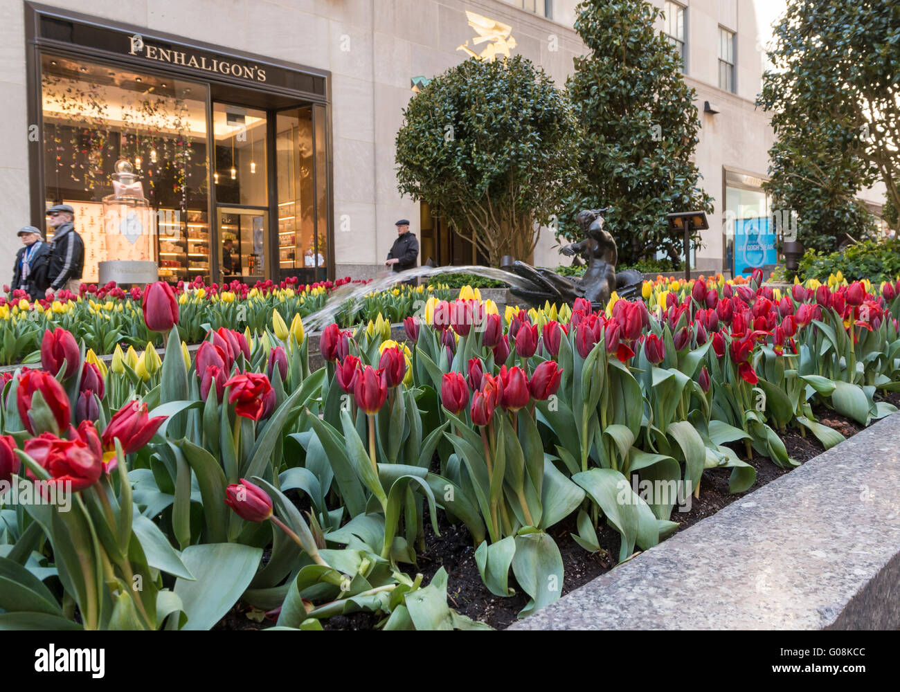 Channel Gardens in Rockefeller Plaza, New York City, with colourful ...