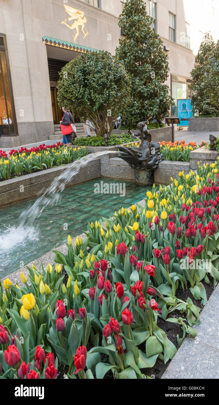 Channel Gardens in Rockefeller Plaza, New York City, with colourful ...