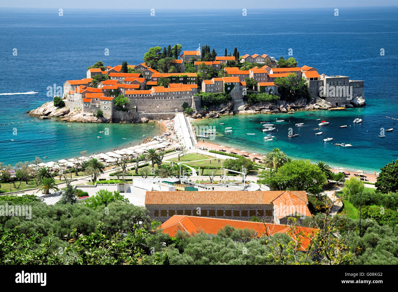 Sveti Stefan, small islet and resort in Montenegro Stock Photo - Alamy