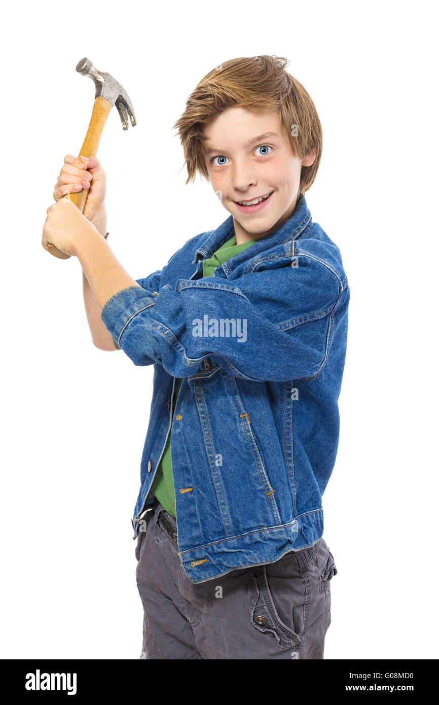 Boy with hammer hi-res stock photography and images - Alamy