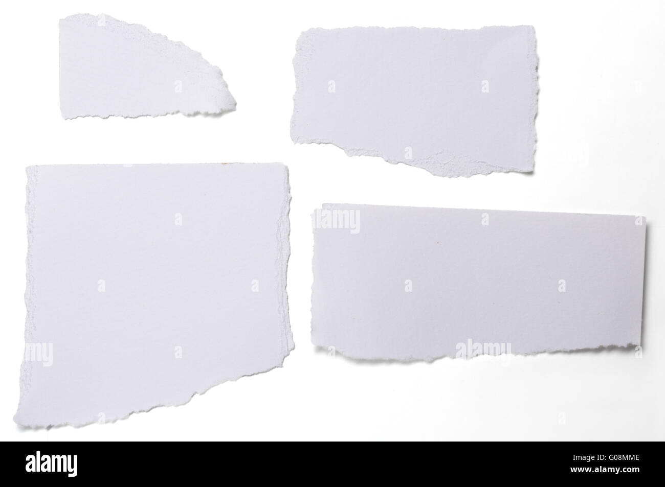 collection of white ripped pieces of paper isolated on white Stock ...