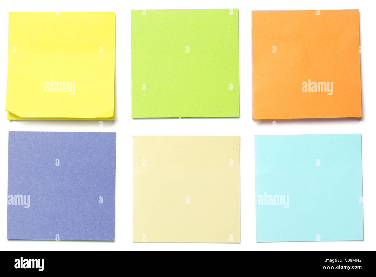 different color tick notes isolated on white background Stock Photo - Alamy