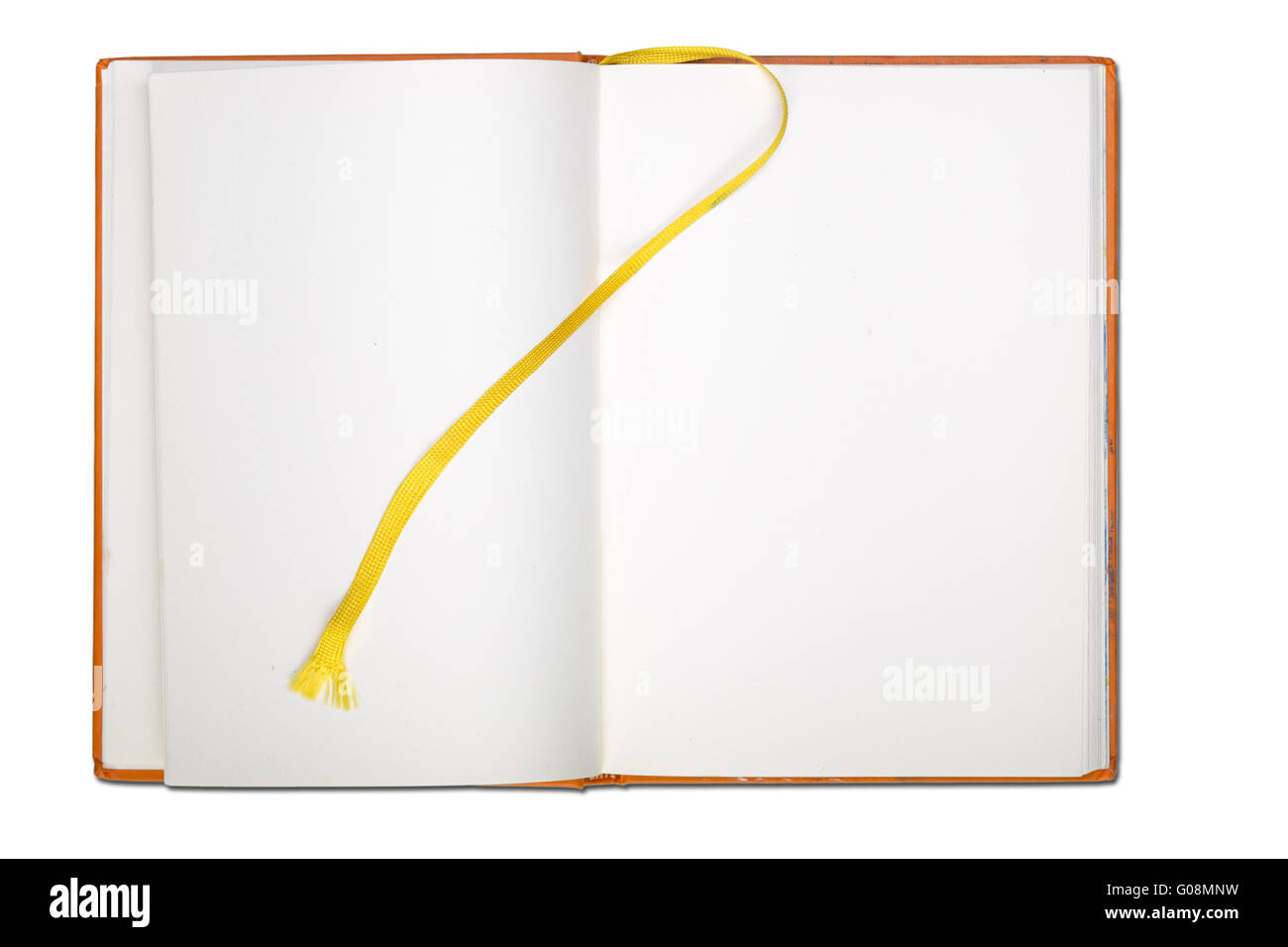 blank page note book with book mark isolated on white Stock Photo - Alamy