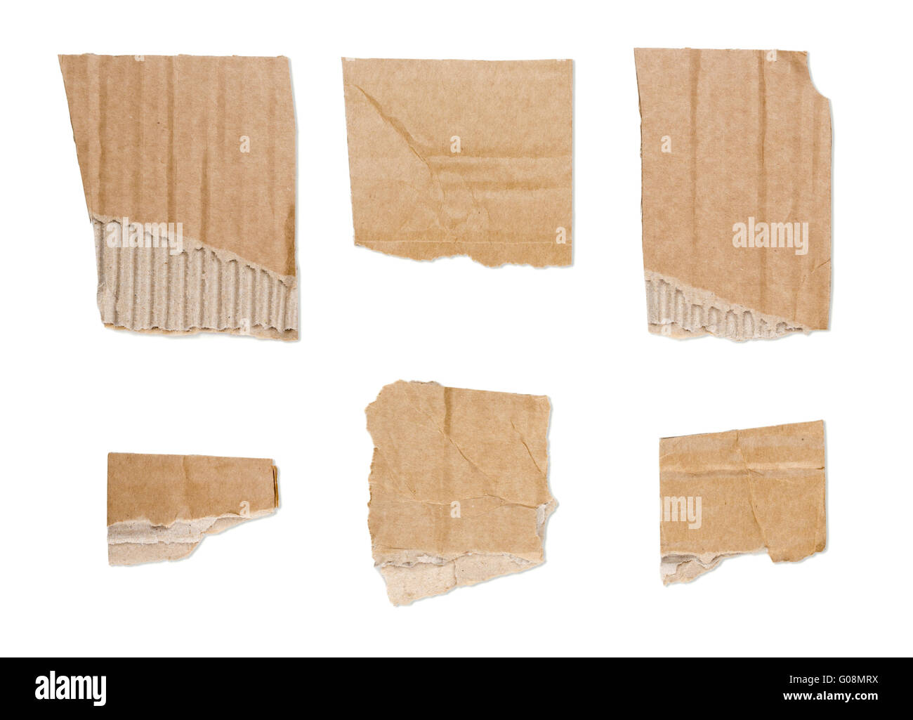 collection of ripped brown pieces of cardboard isolated on white Stock ...