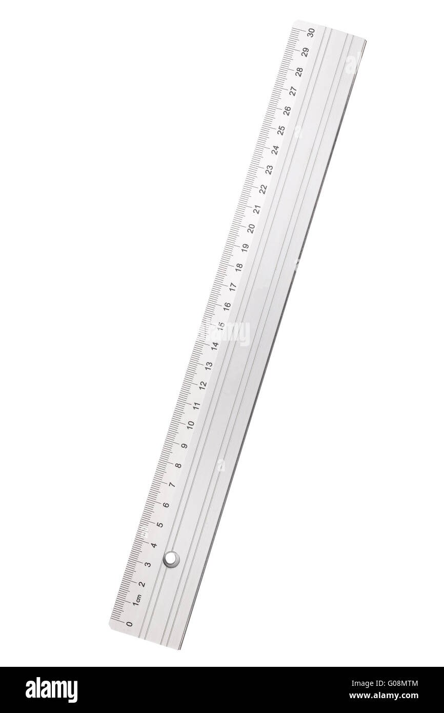 used silver metal ruler, isolated on white Stock Photo - Alamy