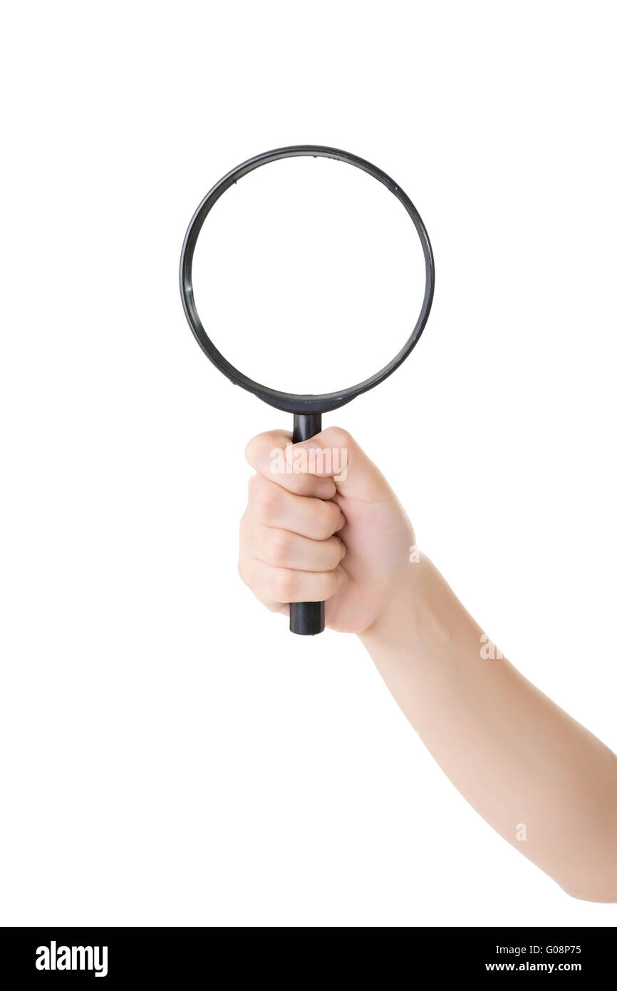 Hand magnify glass focus Cut Out Stock Images & Pictures - Alamy
