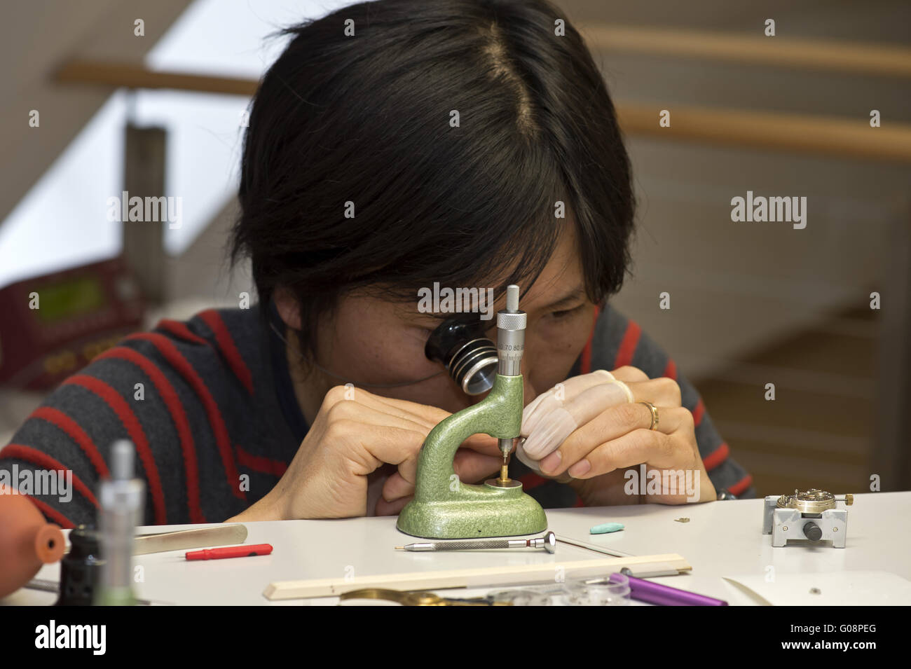 Watchmaker at work, Switzerland Stock Photo - Alamy