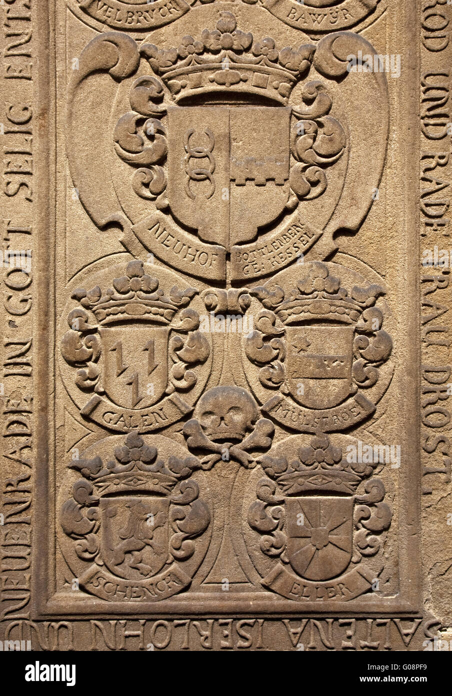 Medieval stone plate in the castle of Altena Stock Photo - Alamy