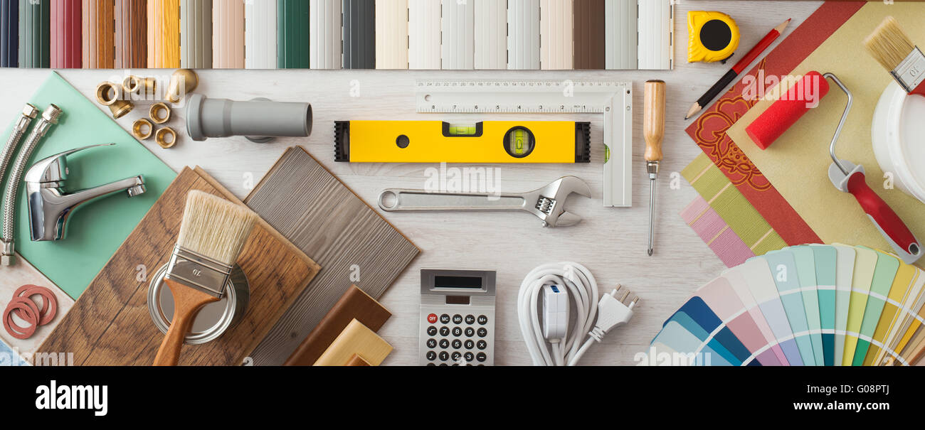 Do it yourself, home renovation and construction concept with DIY tools ...