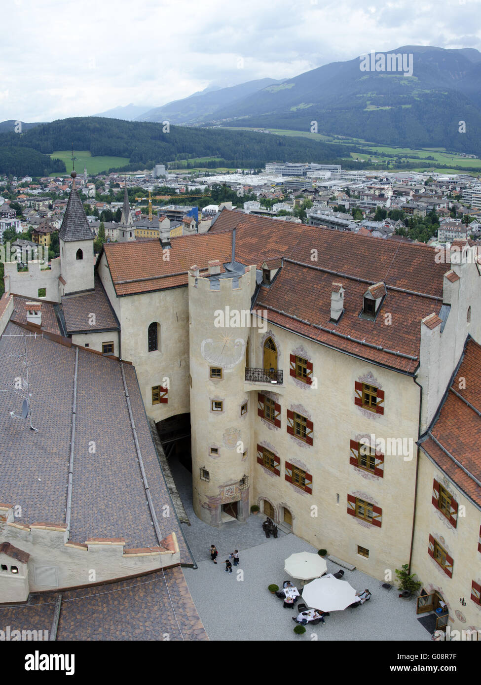 inner yard of the palace and the town of Bruneck Stock Photo - Alamy