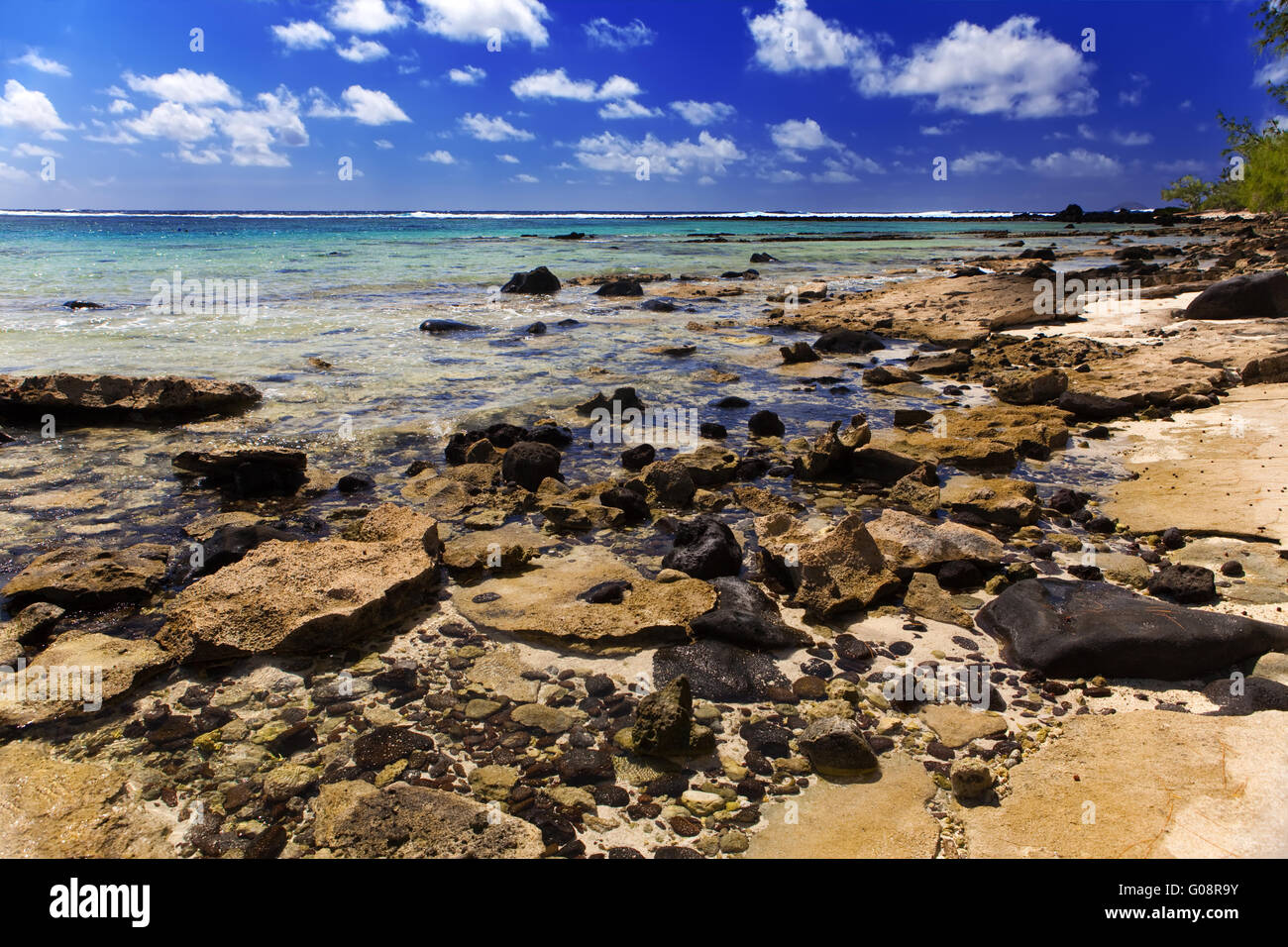 Mauritius. Stony landscape of the island Gabriel Stock Photo - Alamy
