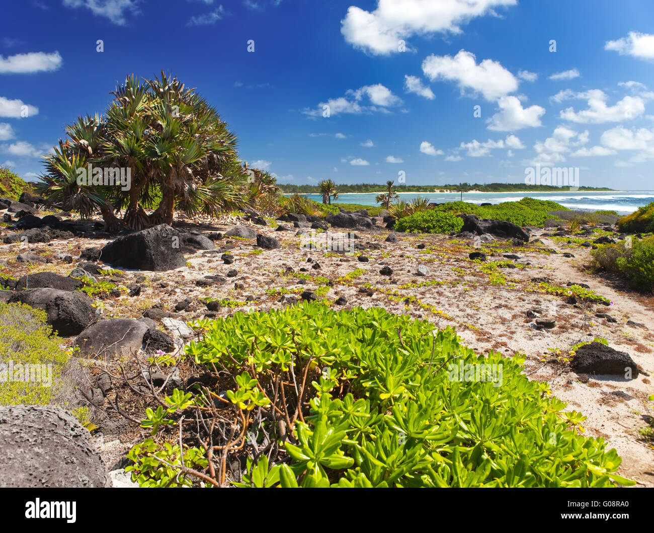 Mauritius. Stony landscape of the island Gabriel Stock Photo - Alamy