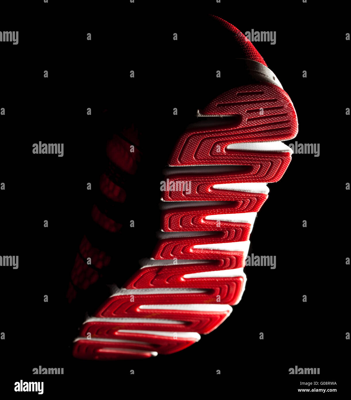 Sneaker sole, view of a falling foot from below Stock Photo - Alamy