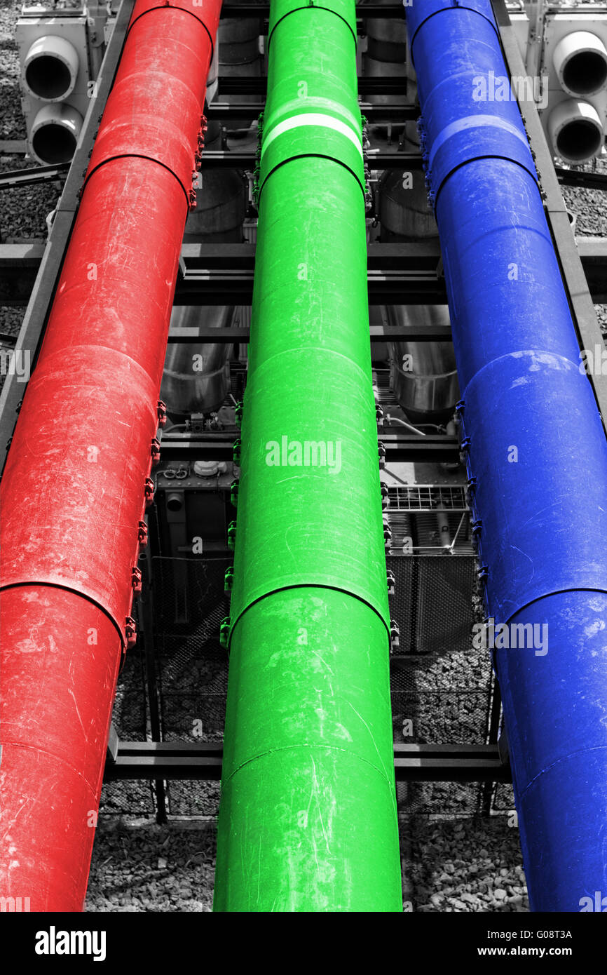 industrial pipes in a electricity power plant (RGB colors pipe Stock ...