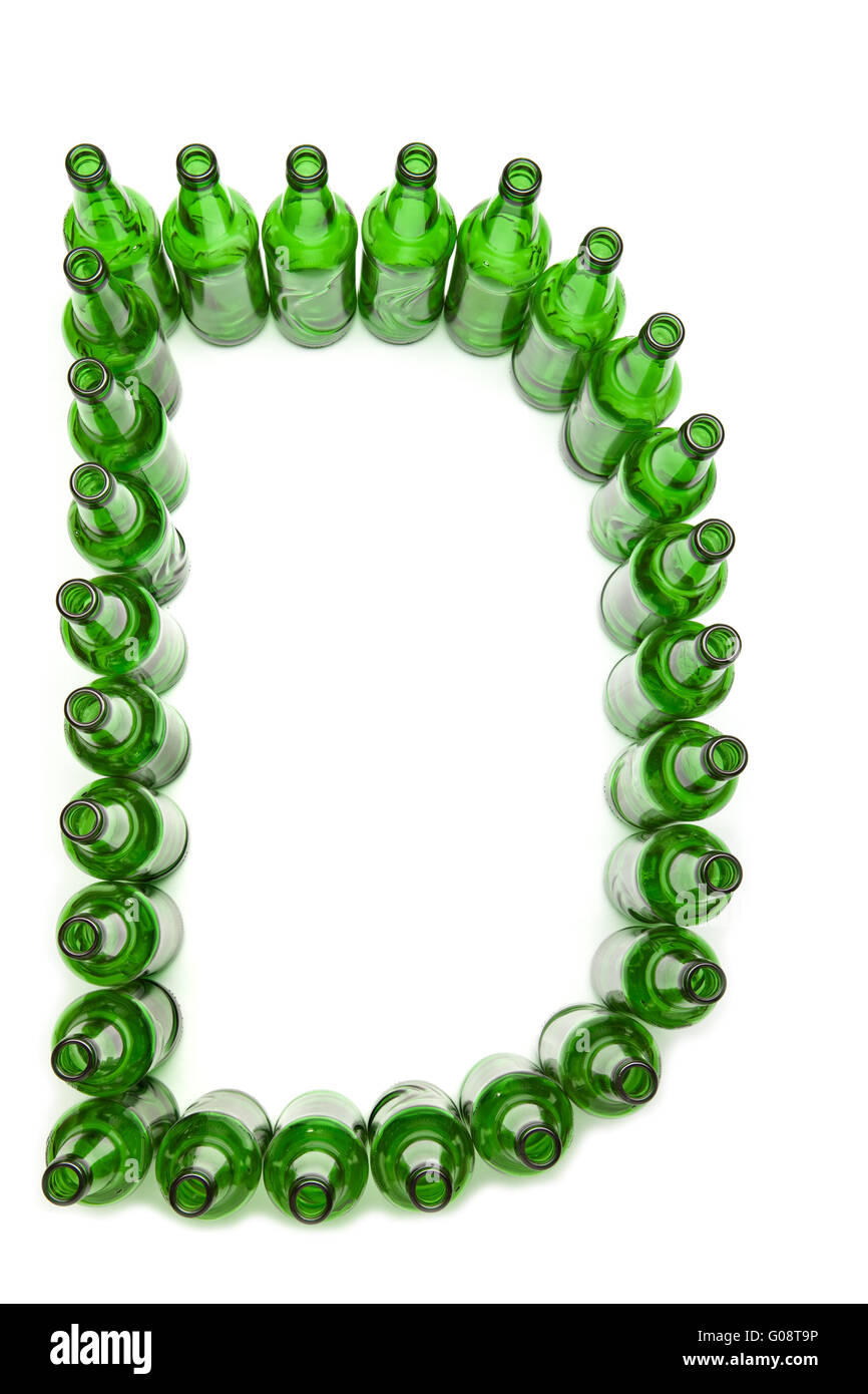 The alphabet from glass beer bottles. Letter D Stock Photo - Alamy