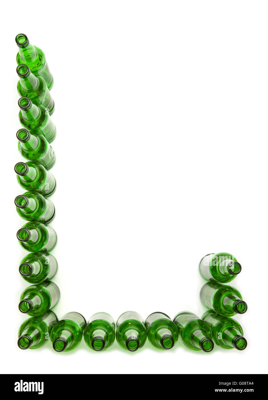 The alphabet from glass beer bottles. Letter L Stock Photo - Alamy