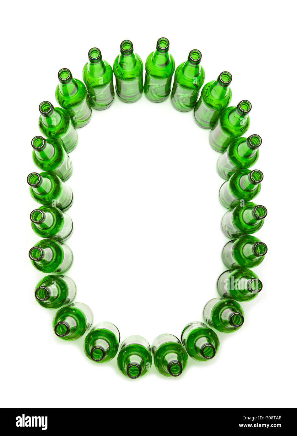 The alphabet from glass beer bottles. Letter O Stock Photo - Alamy