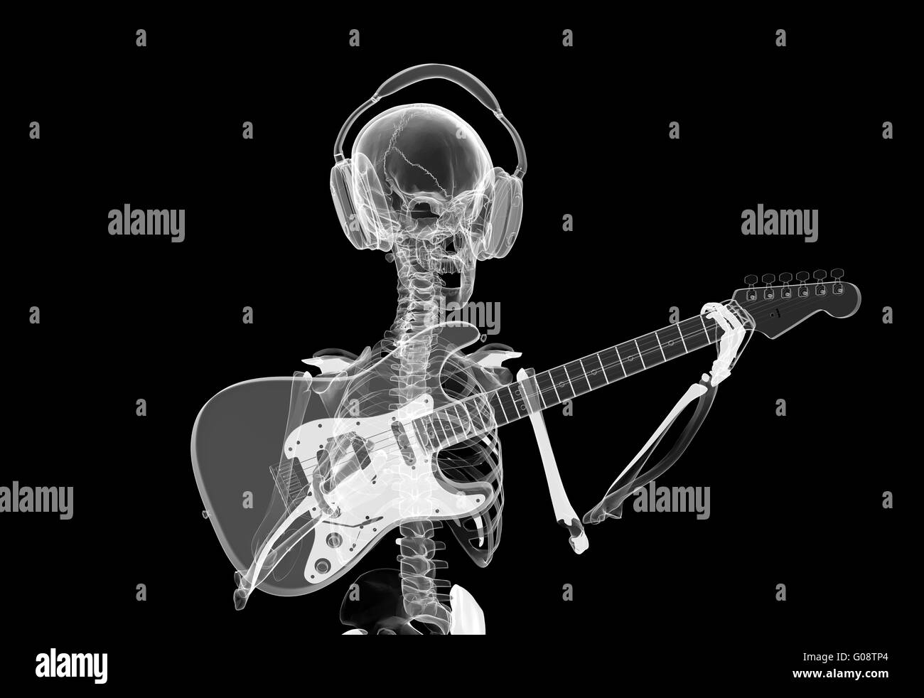 Human skull music headphones illustration hi-res stock photography and ...