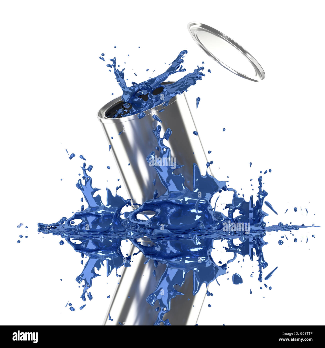 blue Paint Can with splash Stock Photo - Alamy