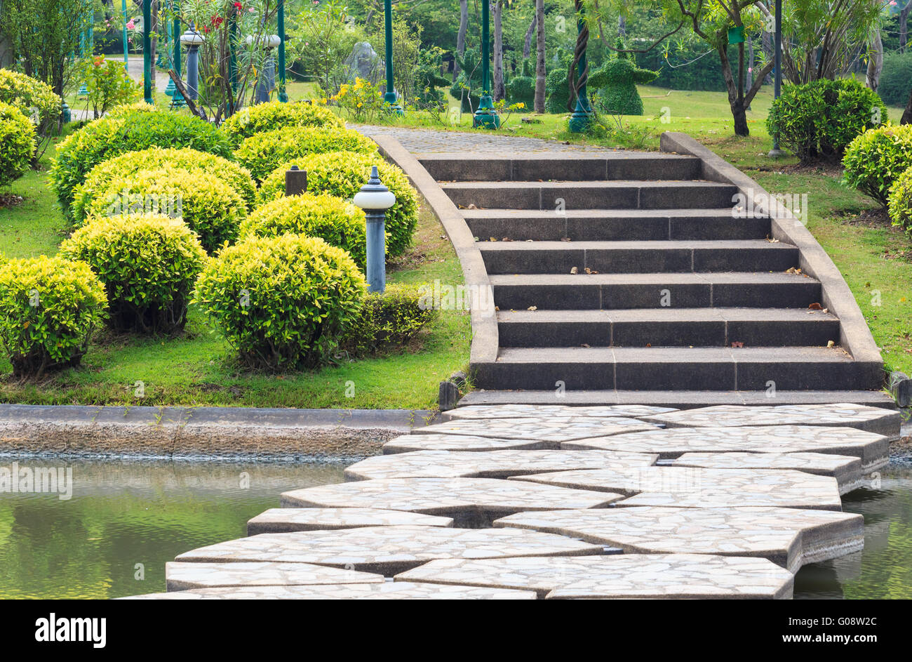 Park pathway leading to lake hi-res stock photography and images - Alamy